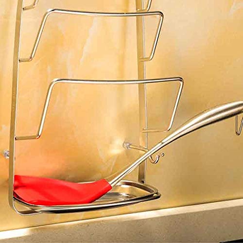 WUDILU 3 Layer Silver Anti-Fall Stainless Steel Drying Pan Pot Rack Cover Lid Rest Stand Spoon Holder Kitchen Tool