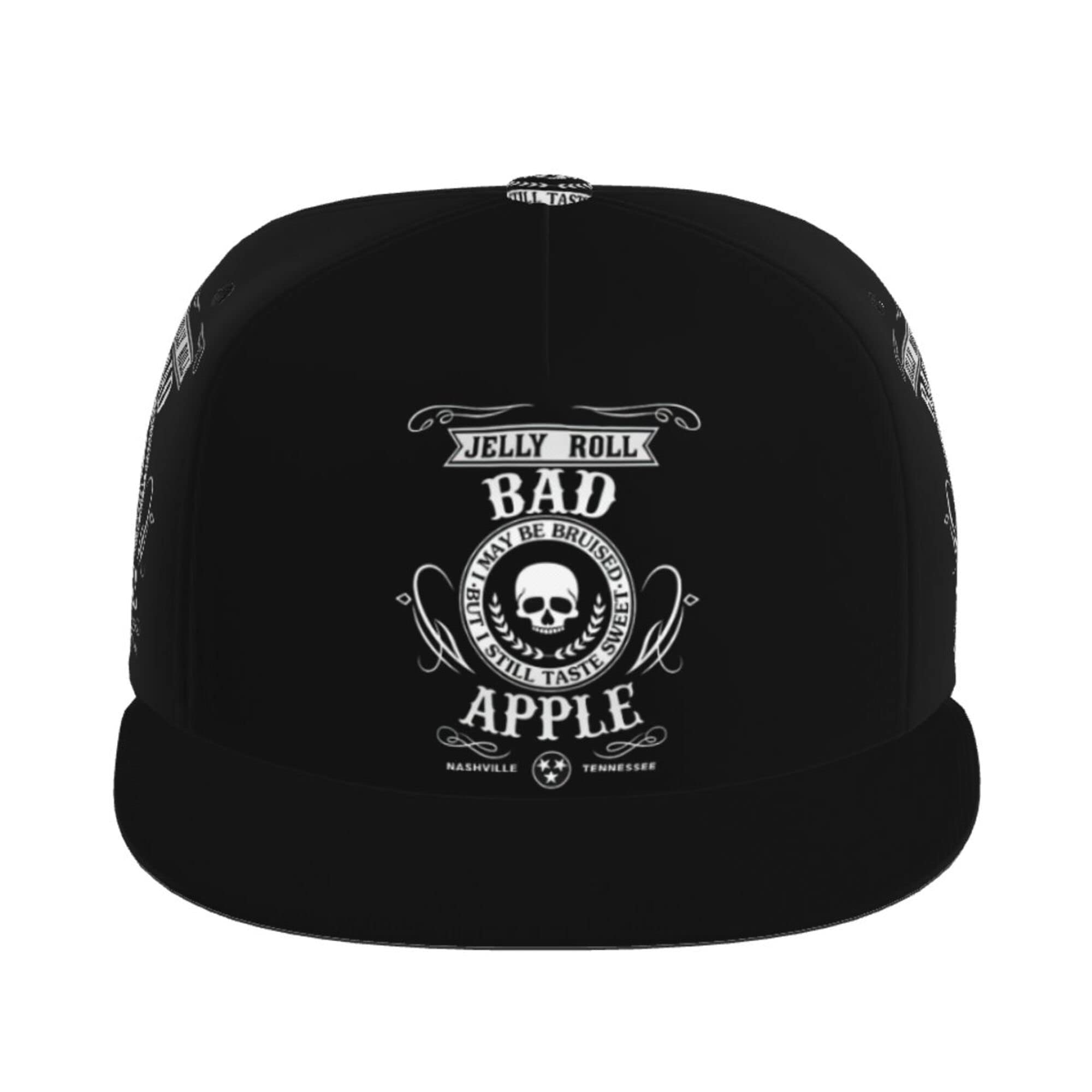 YEACITY Jelly Music Roll Unisex Hip Hop Flat Bill Brim Baseball Cap Adjustable Trucker Hats for Men Women Teens Black