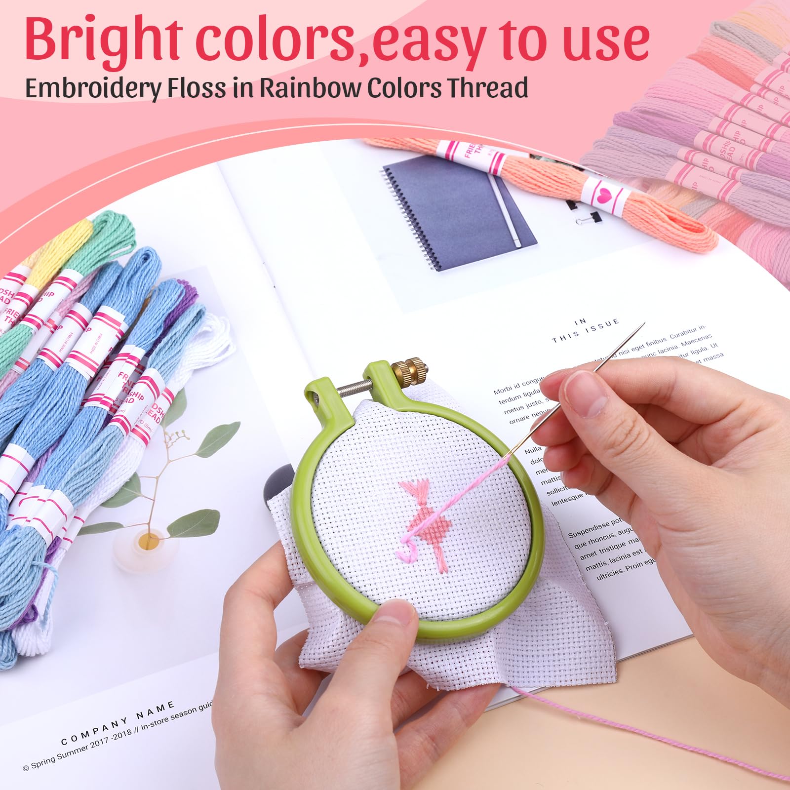 ZXIIXZ Crafts Floss, Cross Stitch Threads, Friendship Bracelets Floss, Cotton Thread Cross-Stitch Thread for Cross Stitching, Embroidery, DIY Bracelets, Friendship Bracelets Floss Craft Projects