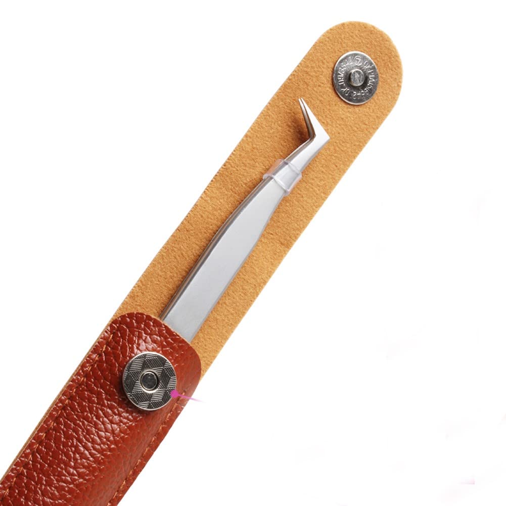 Volume Tweezers 3d 6d Made Fans Eyelash Extensions Tweezer for Easy Fan Volume Lashes Curved Point Stainless Steel Precision Anti Static Lash Extension Tweezers Leather Pack