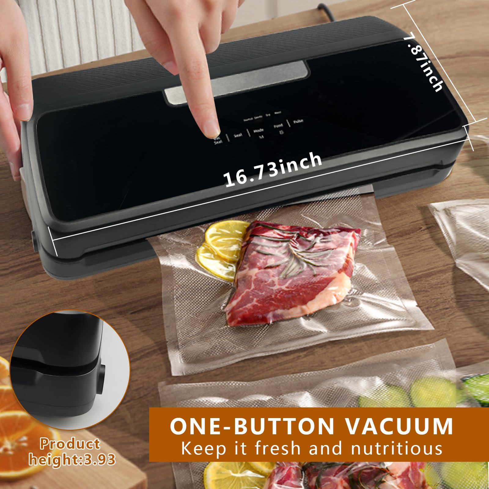 Vacuum Sealing Machine, Food Preservation Sealing Machine, Air Sealing System for Vacuum Bag/Can Food Preservation, Dual Pump Suction 95Kpa, 8 and 1 Easy Mode, Built-in Cutter, 14 Piece Starter Kit