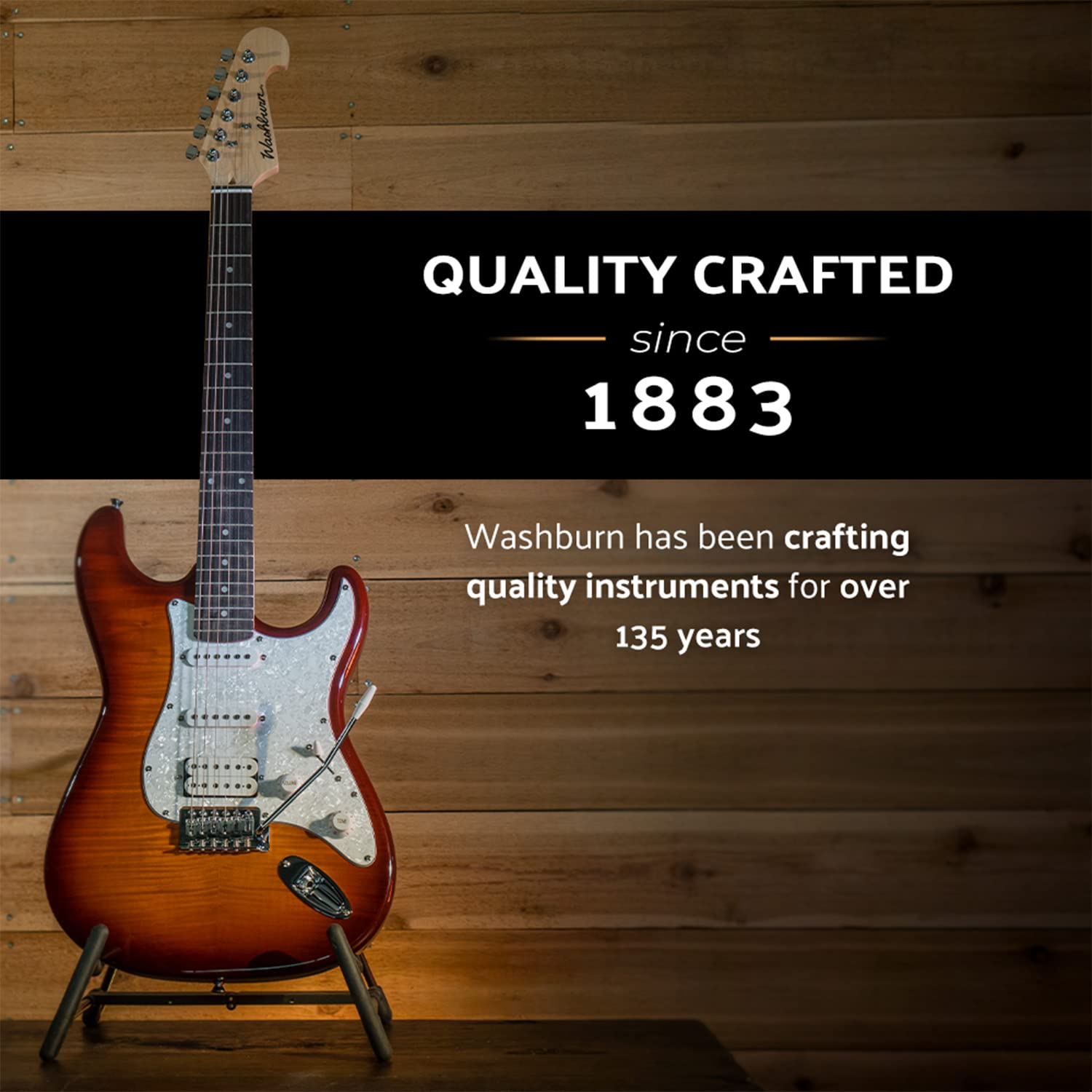 Washburn Sonamaster Electric Guitar Bundle in Sunburst with Flame Maple Veneer Top and H-S-S Pickups, Includes Strap, Picks, Clip-On Tuner and Extra Set of Strings (SDFSB-BNDL)