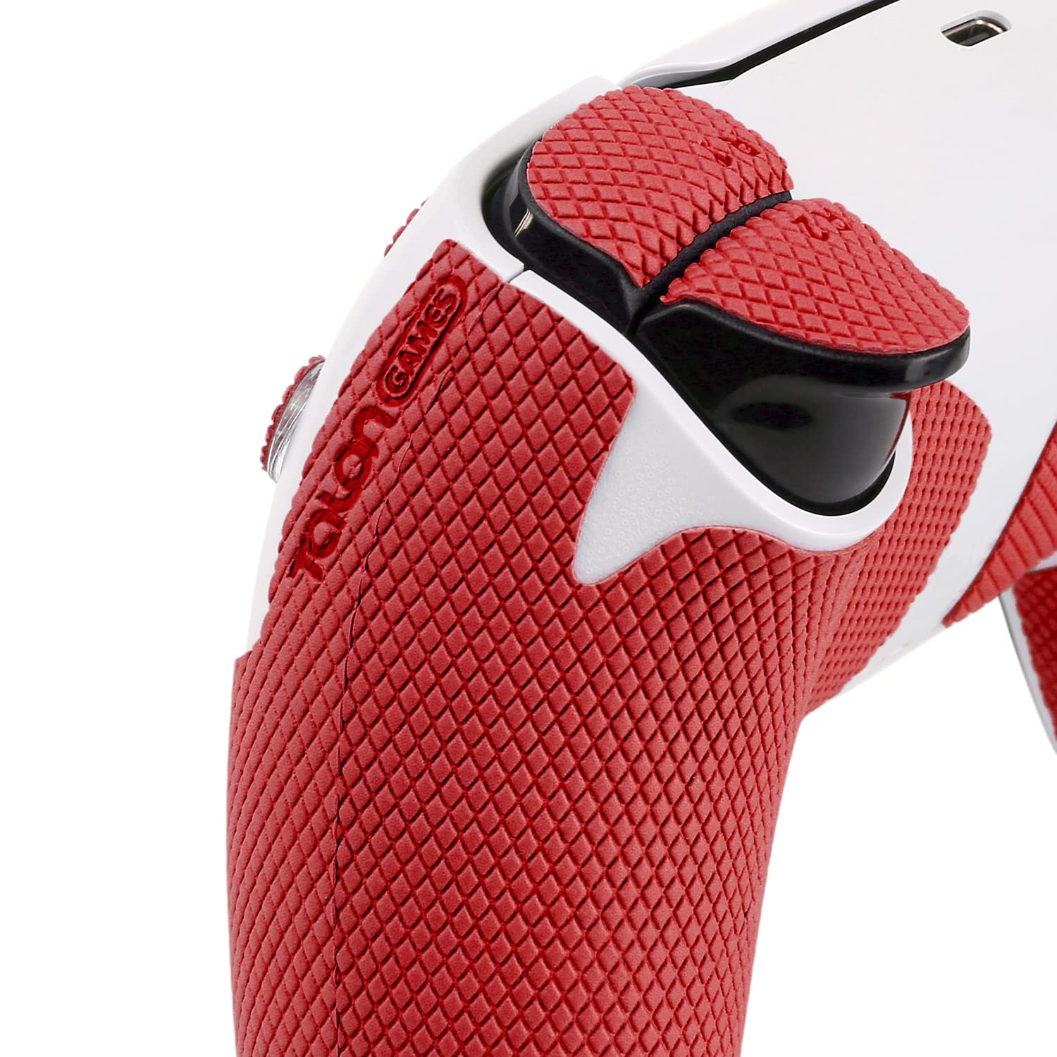 TALONGAMES Controller Grips Compatible with Playstation 5 DualSense, Anti-Slip, Sweat-Absorbent, Textured Skin kit, for PS5 Controllers Handle Grips, Buttons, Triggers, D-pad (Pro Version - Red)