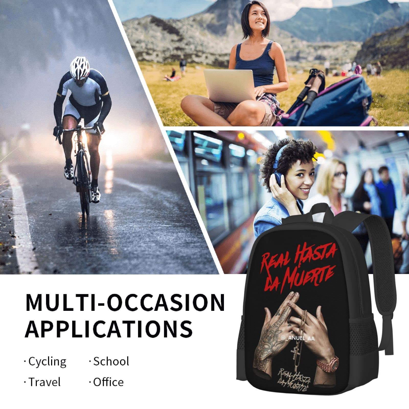 TUNLEY Anuel Rapper AA Singer Backpack Large Capacity Leisure Travel Backpack Book Bag Outgoing Daypack 12.5x5.5x16.5 inch