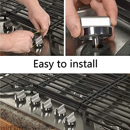 W10594481 5PCS Stainless Steel Cooker Stove Control knob ,Compatible Whirlpool Stove/Range-Replaces WPW10594481, W10594481, with a 0.3-inch"D" axis, 90 Degrees to The Rotating Surface.