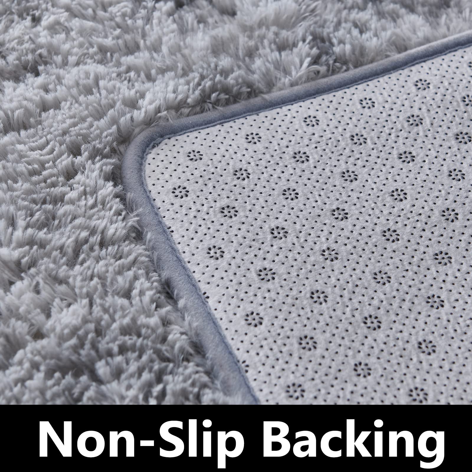 TABAYON Shag Area Rug, 5x7 Ft Tie-Dyed Light Grey Upgrade Anti-Skid Durable Rectangular Cozy High Pile Soft Throw Rug for Nursery/ Living Room