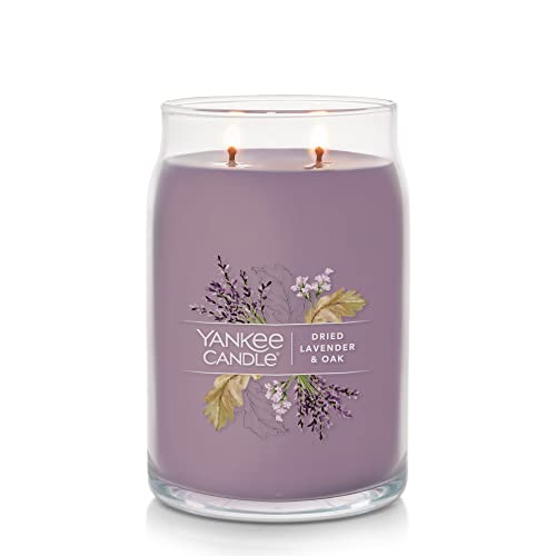 Yankee Candle Dried Lavender & Oak Scented, Signature 20oz Large Jar 2-Wick Candle, Over 60 Hours of Burn Time