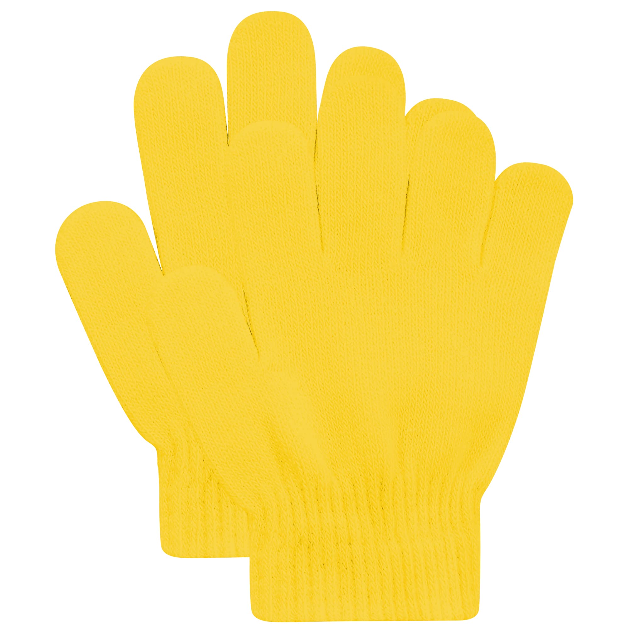 Uttpll Toddler Magic Mittens Kid Gloves Stretch Full Finger Solid Color Winter Protection Warm Knitted Gloves for Boys Girls Supplies Yellow One Size