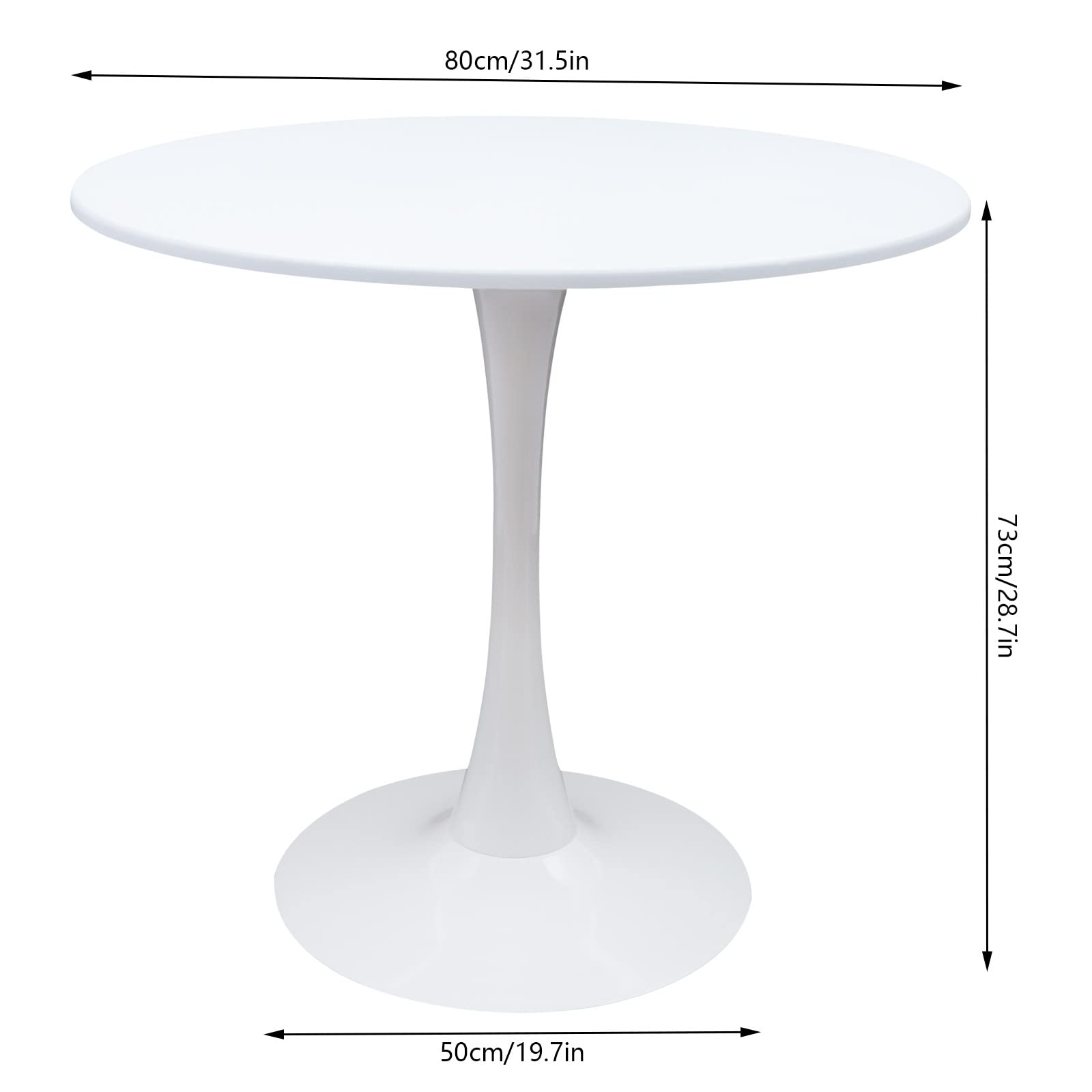 White Round Dining Table, 31.5 Inches Modern Tulip Kitchen Table wirh Sturdy Pedestal, Home White Coffee Table, Negotiation Table for Dining Room Living Room Cafe