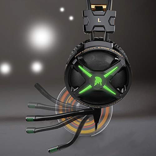 WeIM Gaming Headset Virgo M60 (Black) - Surround Gaming Headset for PC, USB Connector, Intelligent Vibration, Voice Changer, Strong bass, Flexible Sensitive Mic, LED Illumination, Compatible with PS