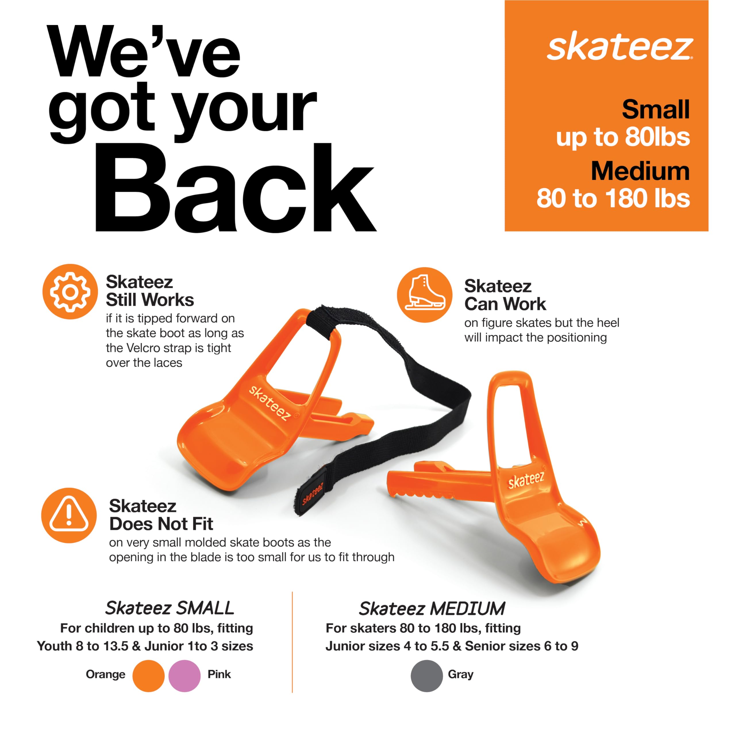 Skateez Skate Trainers for Ice Skates (Medium, Grey) - Ice Skate Trainer for Kids, Toddlers, Youth & Beginners | Skate Trainer Kids | Learn to Skate Aid