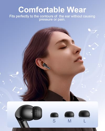 YAQ Wireless Earbuds Bluetooth Headphones, 40H Playtime Stereo IPX5 Waterproof Ear Buds, LED Power Display Cordless in-Ear Earphones with Microphone for iOS Android Cell Phone Sports