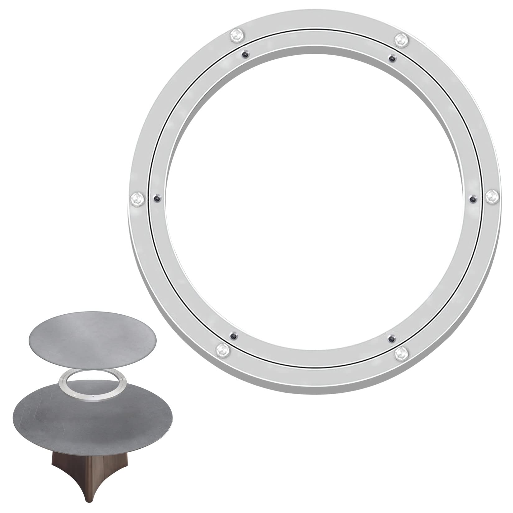 Turntable Bearing 5 8 10 12 14 16 18 20 24 28 32 40inch Heavy Duty Aluminium Alloy Aluminum Swivel Base Bearing, Non Slip Lazy Susan Turntable Bearing, For Table, TV Monitor, Sculpture