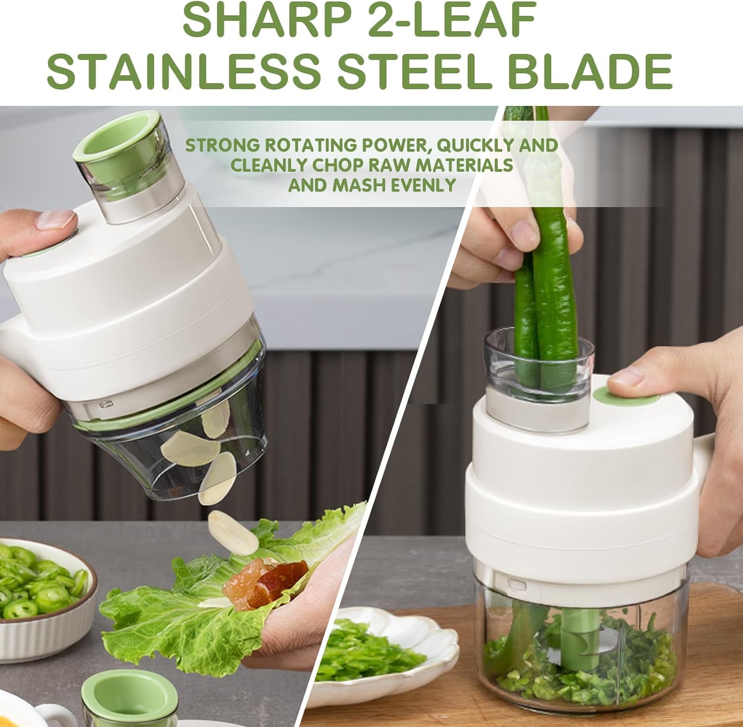 Waterproof Cordless 4-in-1 Electric Vegetable Slicer Set Handheld Chopper Crushed Garlic Chopper Food Slicer and Blender Multifunctional Vegetable Slicer (1500, Millivolts) (1300, Microvolts)