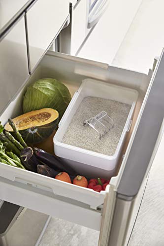 YAMAZAKI home Tower Rice Storage with Scoop Cut-Out(Includes Measuring Cup) WH Space saving, One Size, White