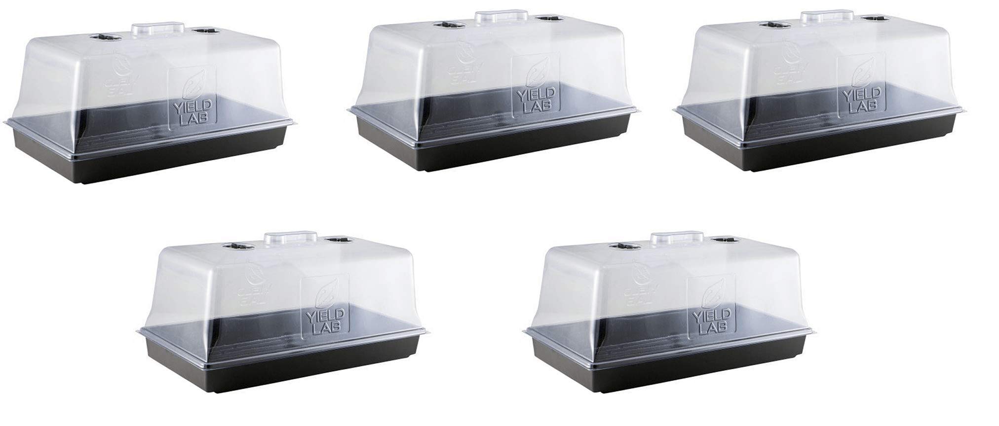 Yield Lab 10 x 20 Inch Black Plastic Propagation Tray â Hydroponic, Aeroponic, Horticulture Growing Equipment (5, Dome and Tray)