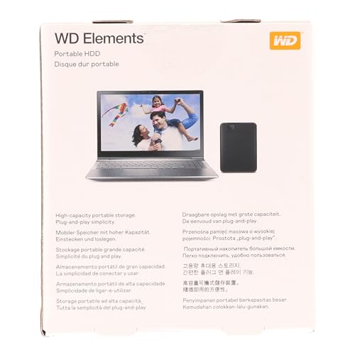 WD 1TB Elements Portable External Hard Drive for Windows, USB 3.2 Gen 1/USB 3.0 for PC & Mac, Plug and Play Ready - WDBUZG0010BBK-WESN