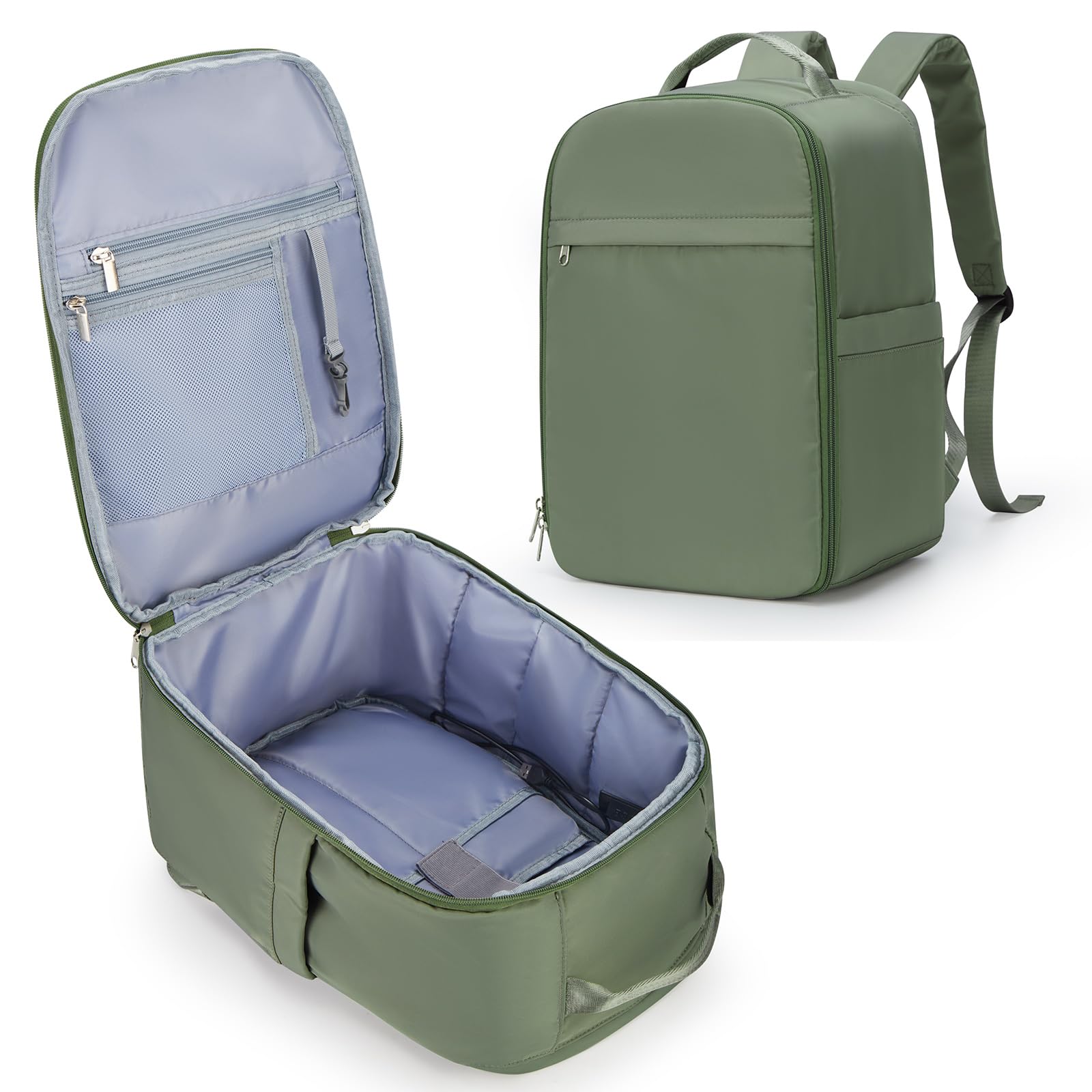 WEPLAN 17x10x9 United Airlines Personal Item Bag, Underseat Carry on Backpack, Waterproof Cabin Luggage Bag, Travel Essentials, Green