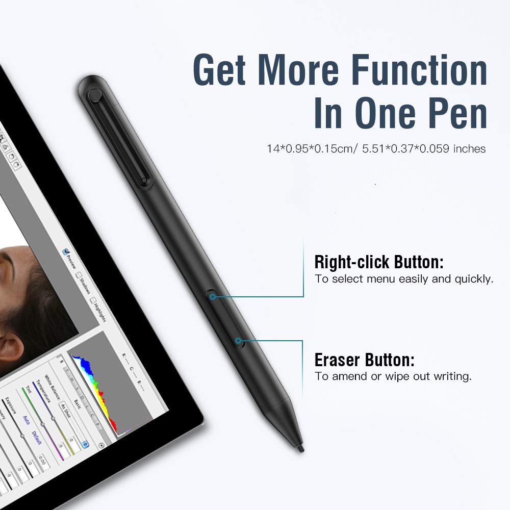 TiMOVO Pen for Surface, Stylus Penfor Surface Pro 8/7+/X/7/6/5/4/3,Surface Go 3/Go 2/Go/3,Surface Laptop 4/3/2/1,Surface Book/Studio/Duo, 1024 Level Pressure, Black