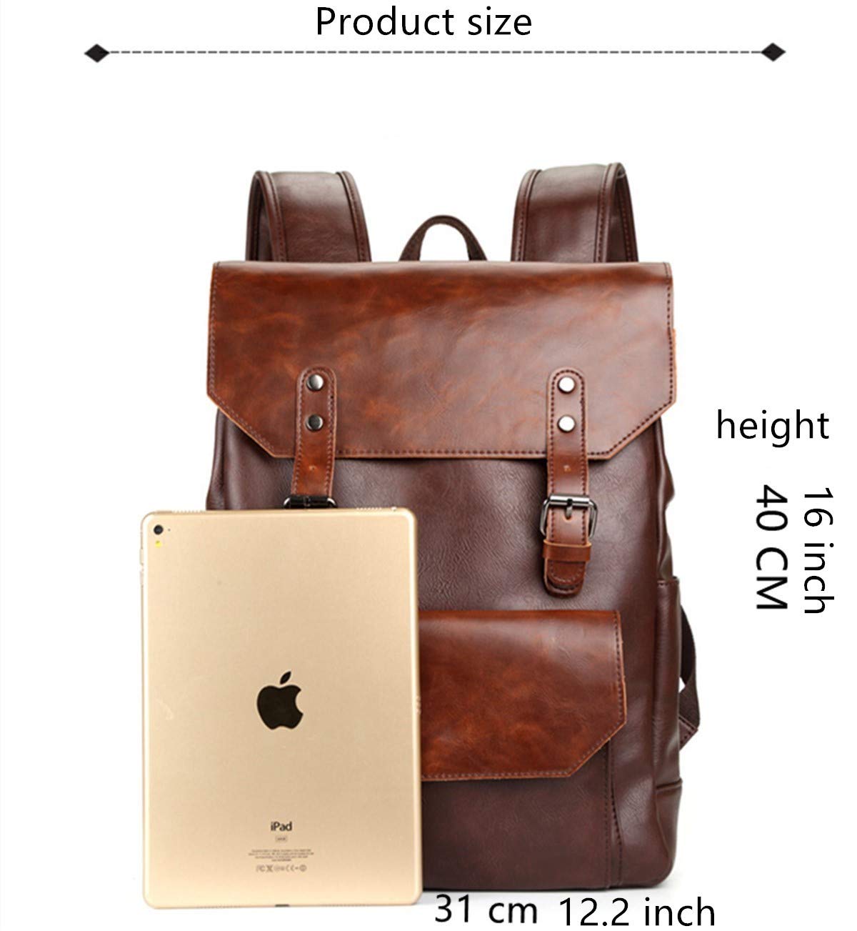 WEECOC Vintage Leather Backpack Casual Daypack for Men Women Laptop Bag Satchel Bags Unisex Satchel Bags Classic style (brown)
