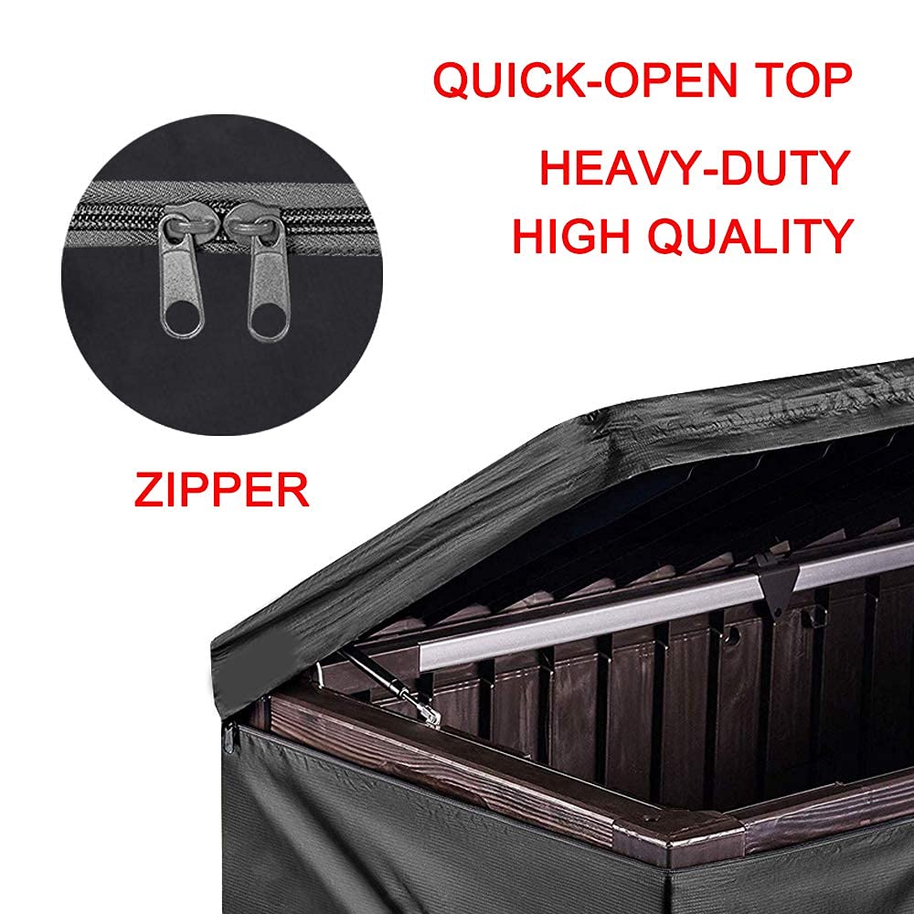 skyfiree Patio Deck Box Cover with Zipper 61x30x28 inch Waterproof Outdoor Cushion Box Cover Storage Ottoman Bench Cover for Garden Deck Box Container Black