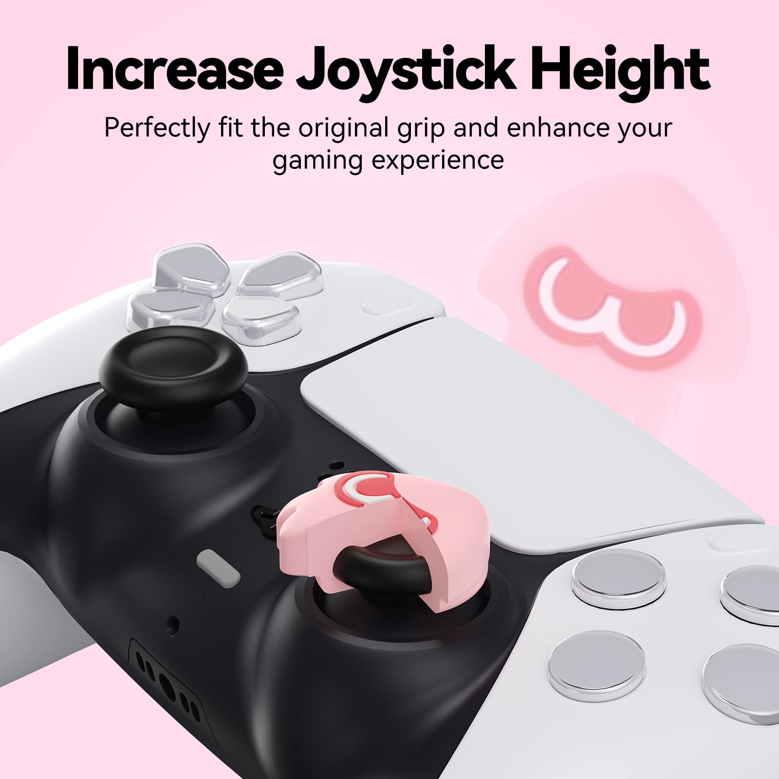 WISHAVEN Thumb Grip Caps Compatible with Playstation 5 Controller, Soft Silicone Thumbsticks Cover Set for Playstation PS5 PS4 and Switch Pro Controllers, 4Pcs - Squid & Octopus (Pink&Green)