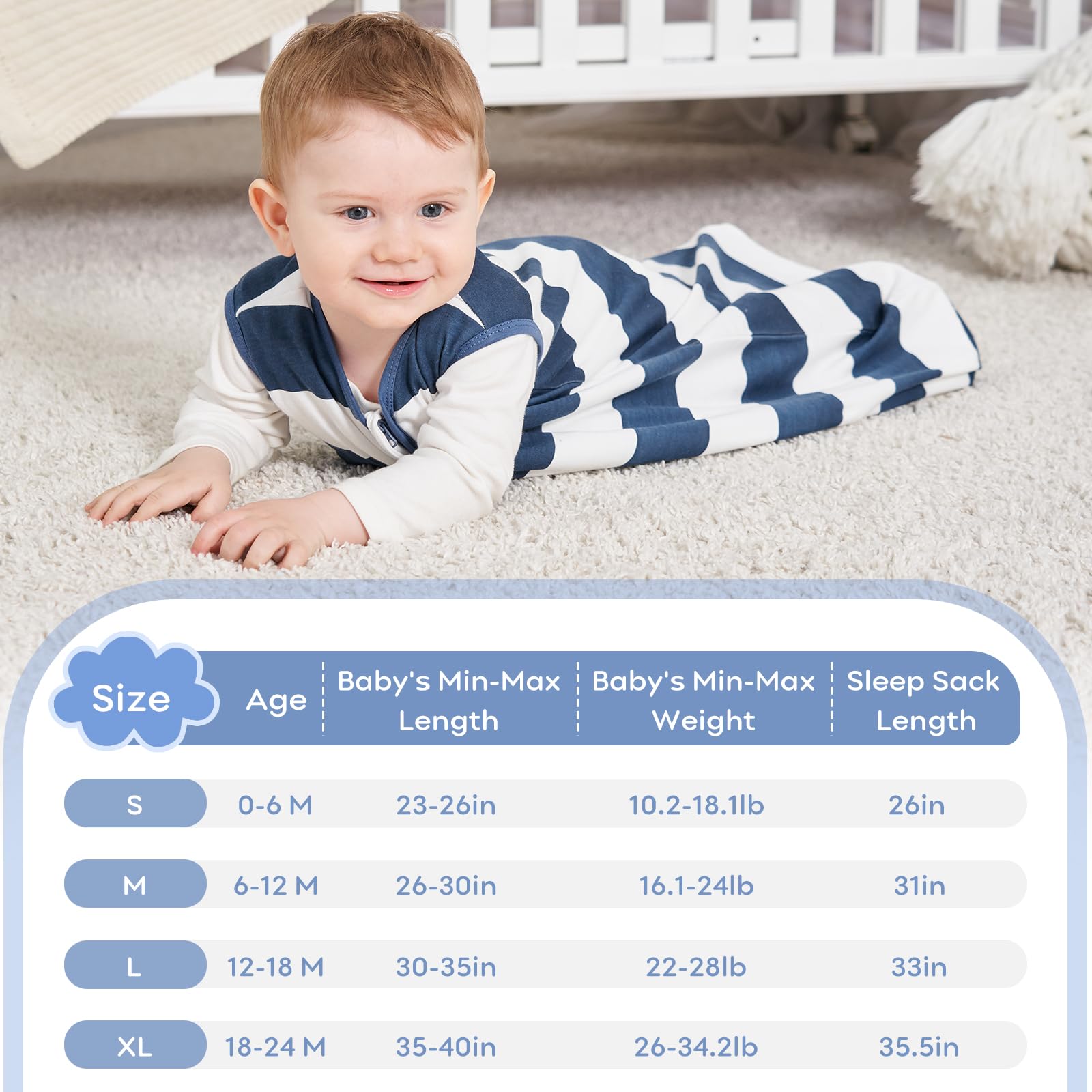 Yoofoss Baby Sleep Sack 6-12 Months Baby Wearable Blanket 100% Cotton 2-Way Zipper Toddler Sleeping Sack,Soft Lightweight Sleep Sacks for Babies (Medium)