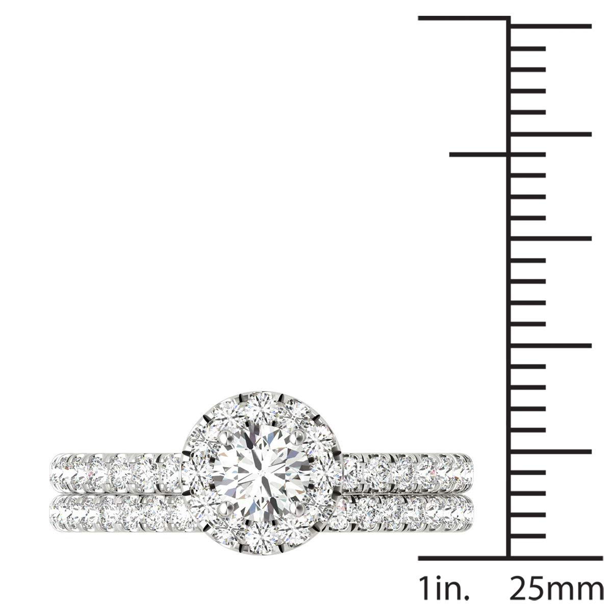 VAARYA Natural Diamonds Wedding Ring Bridal Set AGS Certified 14K White Gold 1.00 Ct. tw. GH/SI2-I1