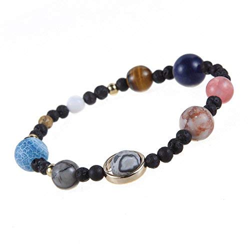 YEYULIN Galaxy Solar System Bracelet Universe Nine Planets Natural Stone Stars Earth Moon Bracelets