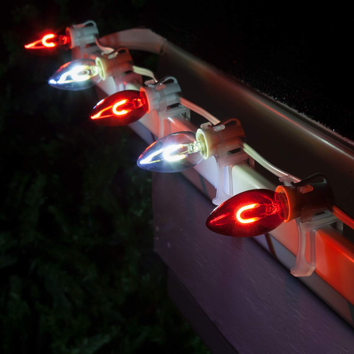 Wintergreen Lighting C9/E17 Light Stringer, E17 Sockets, 12β Socket Spacing, Outdoor String Light Patio Stringer, Fits C9/E17 Size Incandescent or LED Bulbs (25 ft / 25 Sockets, White Wire)