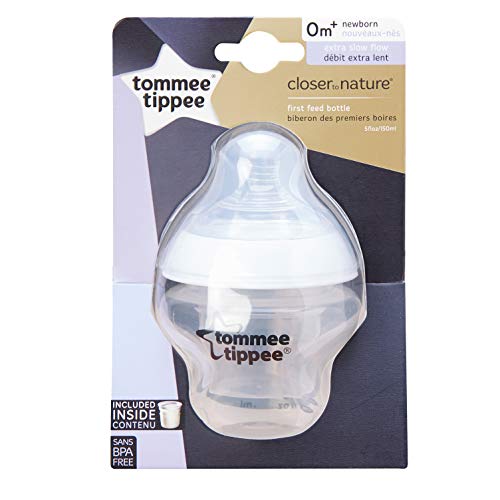 Tommee Tippee Closer to Nature First Feed Bottle, Extra Slow Flow Nipple – 5oz, 1ct