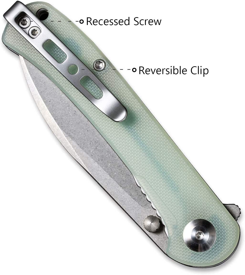 SENCUT Scepter Flipper Pocket Knife, Micarta Handle Lightweight Liner Lock Folding Knives With Reversible Pocket Clip For EDC Outdoor SA03D (Brown Micarta)