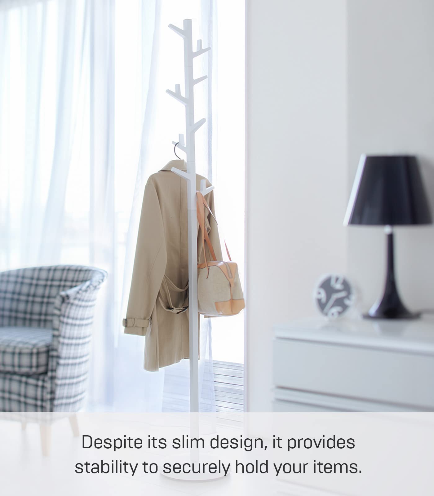 Yamazaki Home Coat Rack Tree/Standing Coat and Hat Hanger Steel One Size White