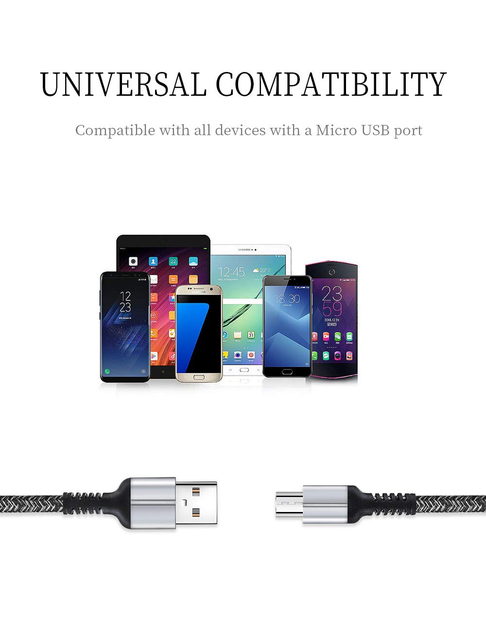 Teeind Micro USB Cable Android Charger, V8-0012 5 Pack(6.6Ft/2M) Micro USB Android Charger Cable Nylon Braided Cord Compatible with Galaxy S7 S6 Edge J7 S5,Note 5 4,LG G4 K40 K20,MP3