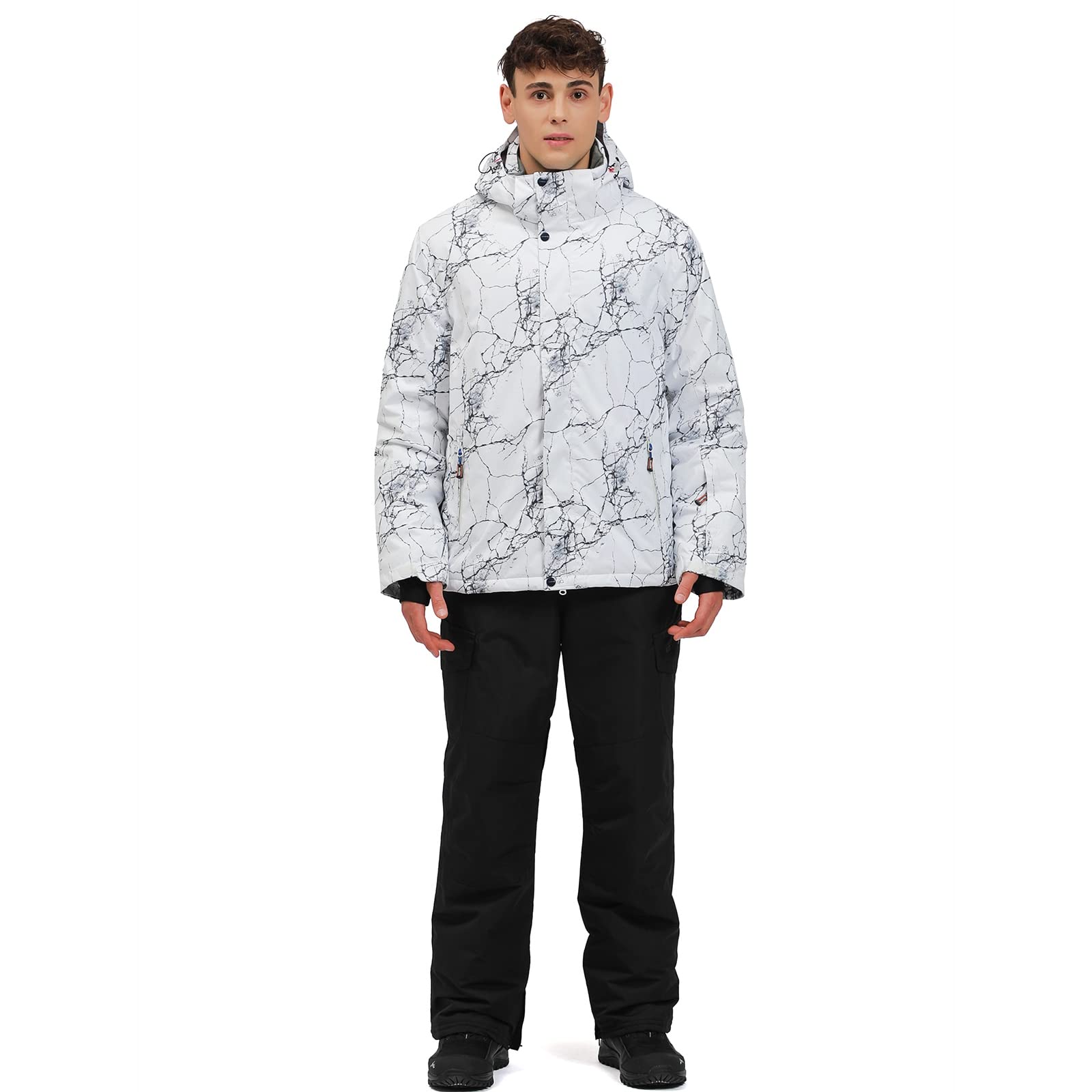 YEEFINE Men's Ski Suit Waterproof Snowsuit Winter Ski Jacket and Pants Set Outdoor Warm Snow Snowboard Suit (C2+AG, M)