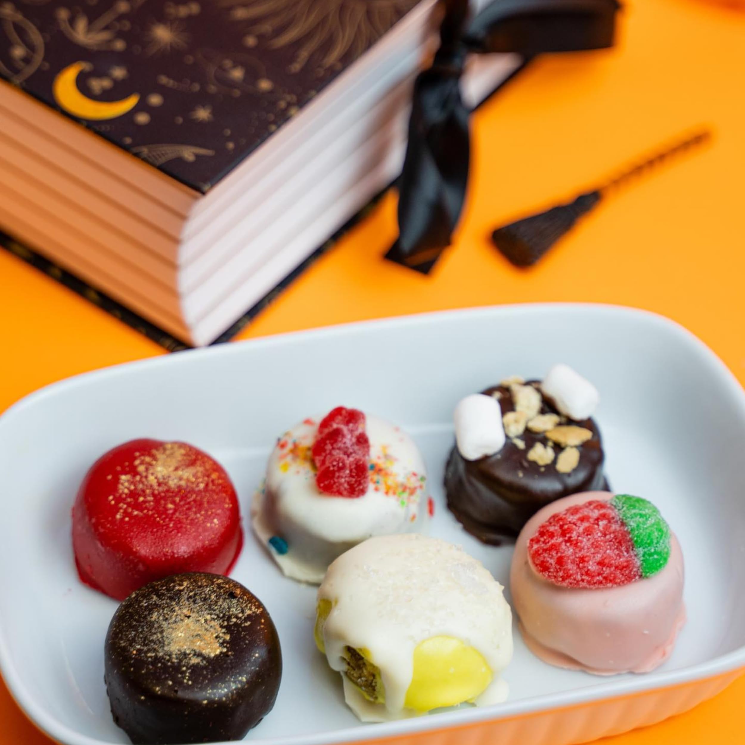 SendaCake Enchanted Spell Book Gift Box - Flying Bat Surprise & Delicious Cakes for Delivery - Gift for All Ages & Ideal for Halloween