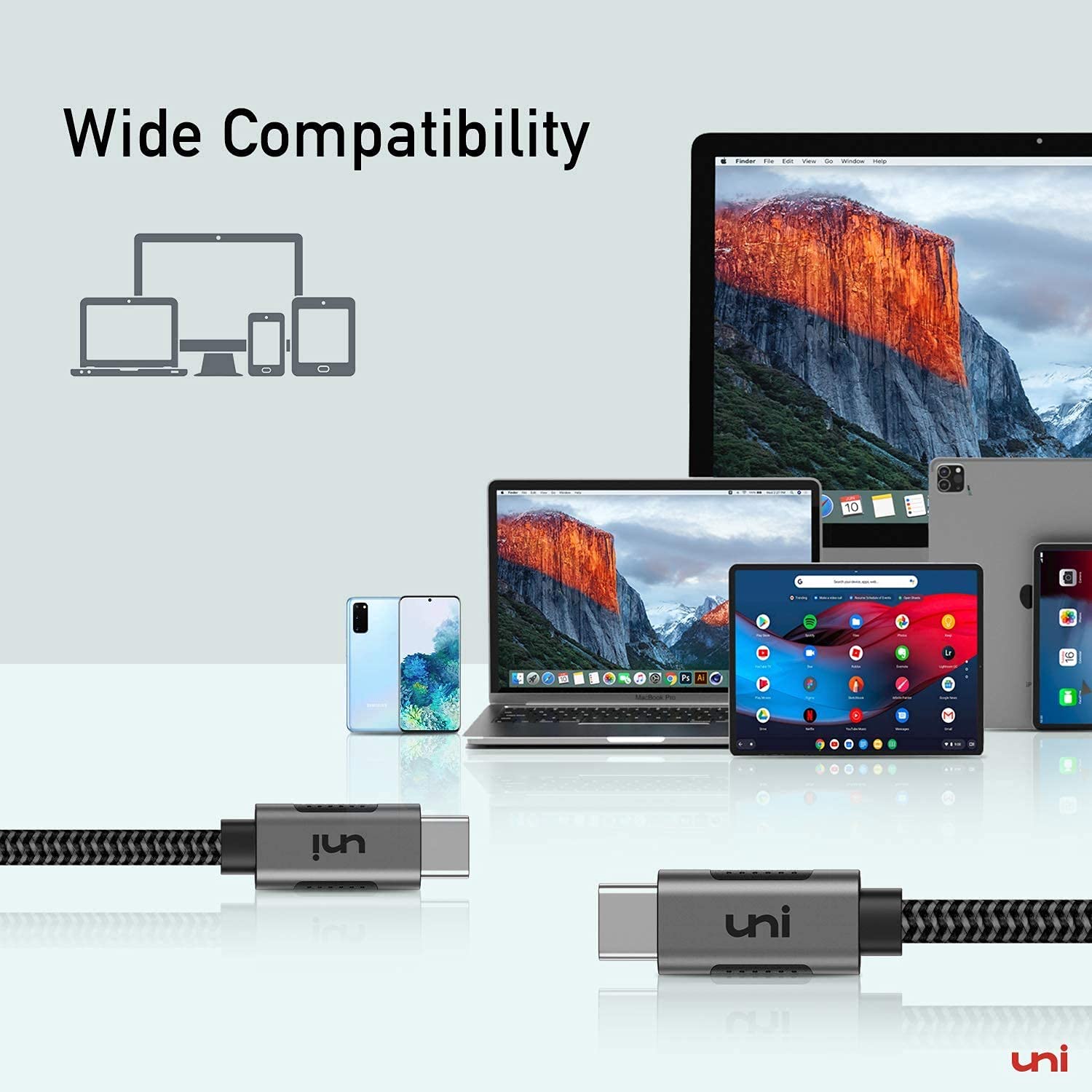 USB C to USB C Cable 4K@60Hz, uni USB Type C to USB-C Video Monitor 60W Cable with PD Fast Charging, Compatible with Galaxy S20 Ultra, MacBook Pro, iPad Pro 2020, Nintendo Switch, Oculus