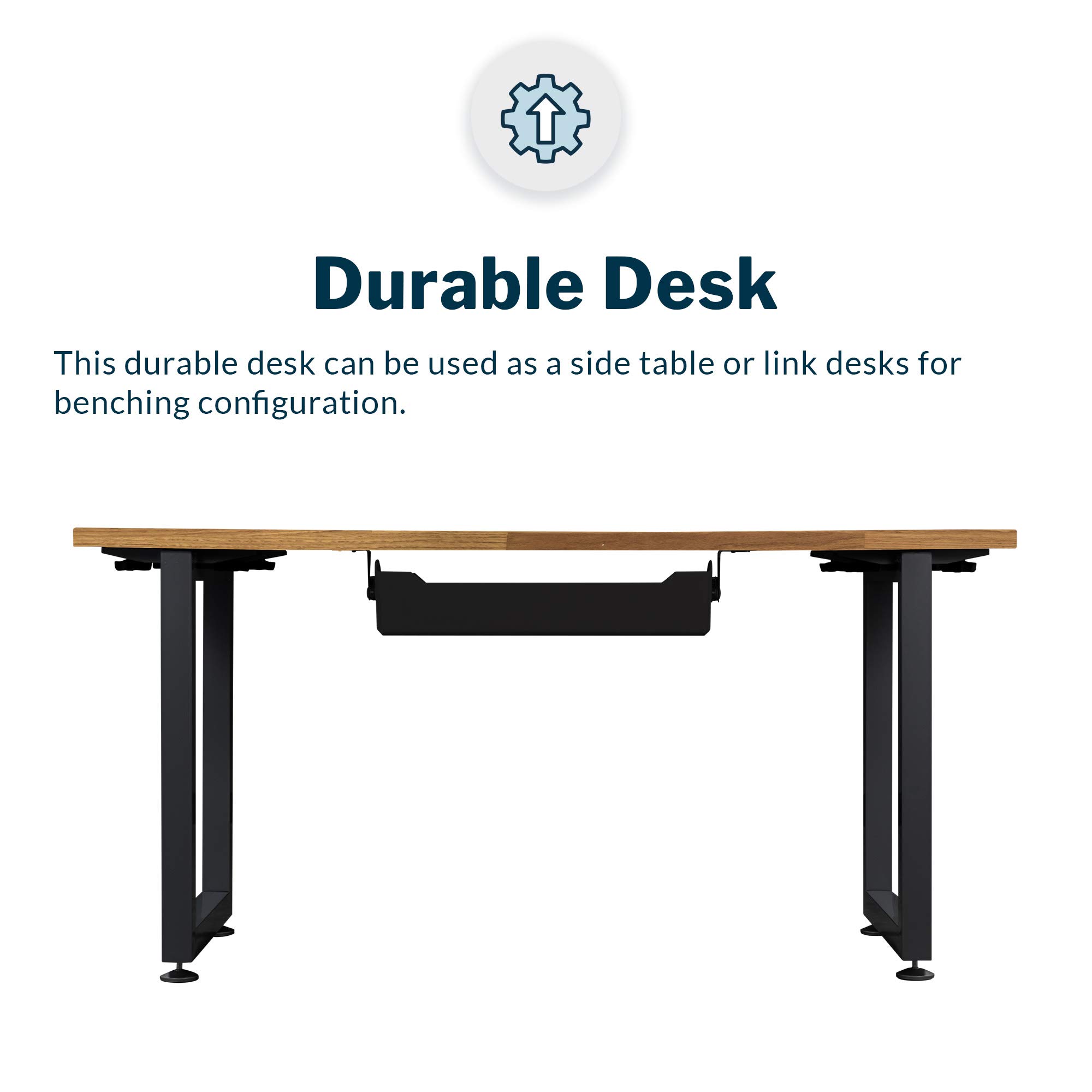 Vari Table 60x24 - Computer Desk with Durable Finish & Built-in Cable Management Tray - Modern Computer Furniture Table for Work or Home Office - Stand-Alone Workstation or Side Table (Butcher Block)