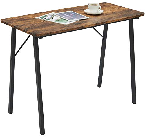 Writing Computer Desk Modern Simple Study Table Kids Desk Small Industrial Home Office Wood Work Desk with Metal Legs Tiny Desk for Bedroom, 39.4 x 18.9 x 29.1 inch Vintage Brown