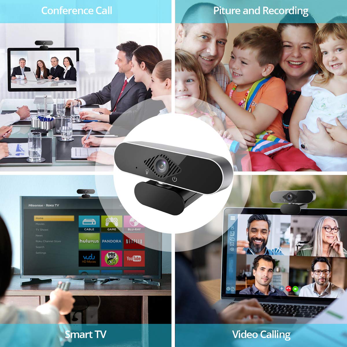Webcam with Microphone for Desktop,1080p Webcam Built-in Mic, Streaming Computer USB Web Camera for Video Conferencing, Teaching, Streaming, and Gaming