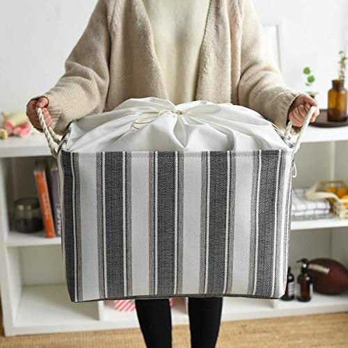 TcaFmac Large Basket, Storage Basket with Lids, Decorative Basket, Fabric Basket with Handles, Baskets for Shelves, Clothes Basket for Home, Closet, Office, Nursery 20(L) x 16(W) x 14(H) inch