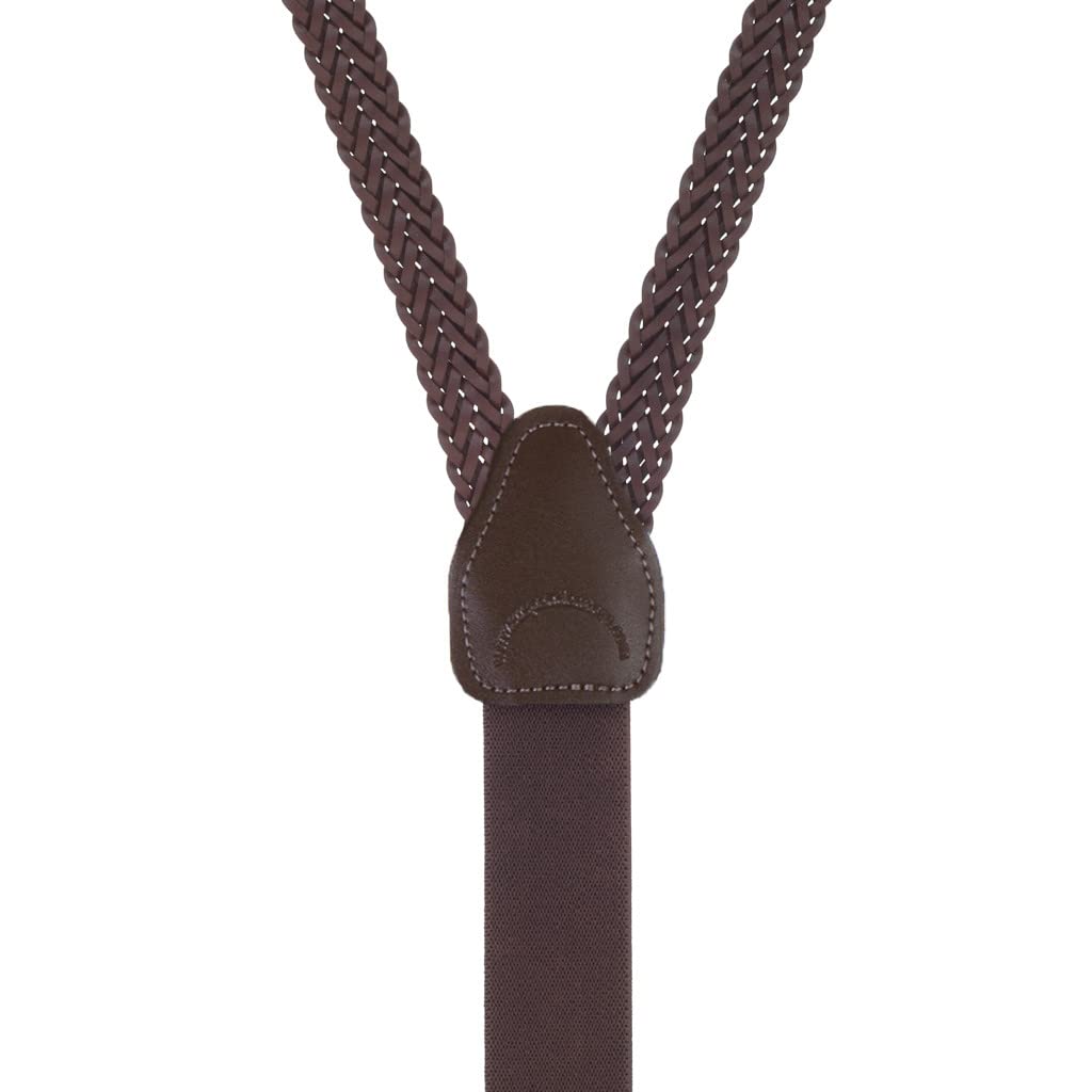 Suspender Store Braided Leather Herringbone Suspenders - 3/4-Inch Wide - Button - 2 Colors & 3 Sizes