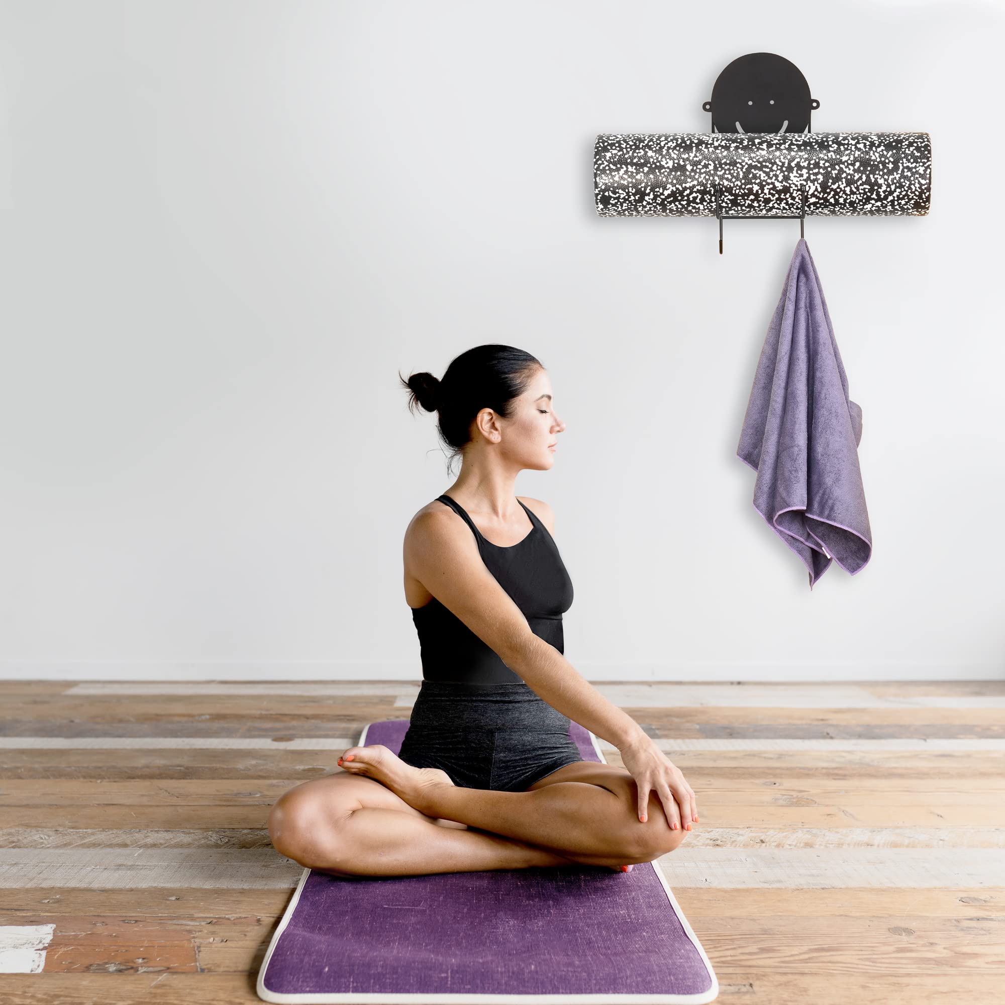 Yoga Mat Holder Wall Mount Rack Organize and Storage Towel Foam Strap Roller Bath Hairdryer Brush Organizer Solid Quality Metal (Qty: 2pcs)-YogaSmile