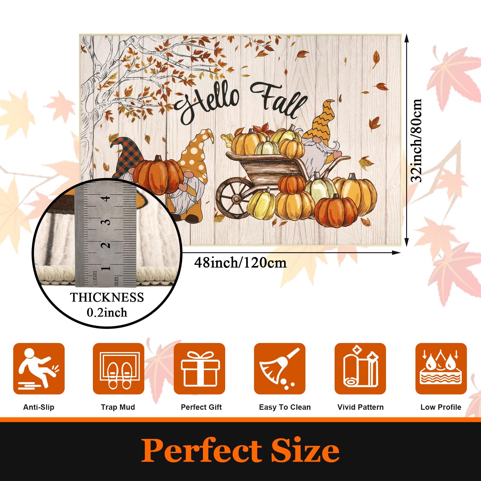U'Artlines Fall 2Piece Anti Fatigue Kitchen Rugs and Mats+Fall Doormat 32"×48"