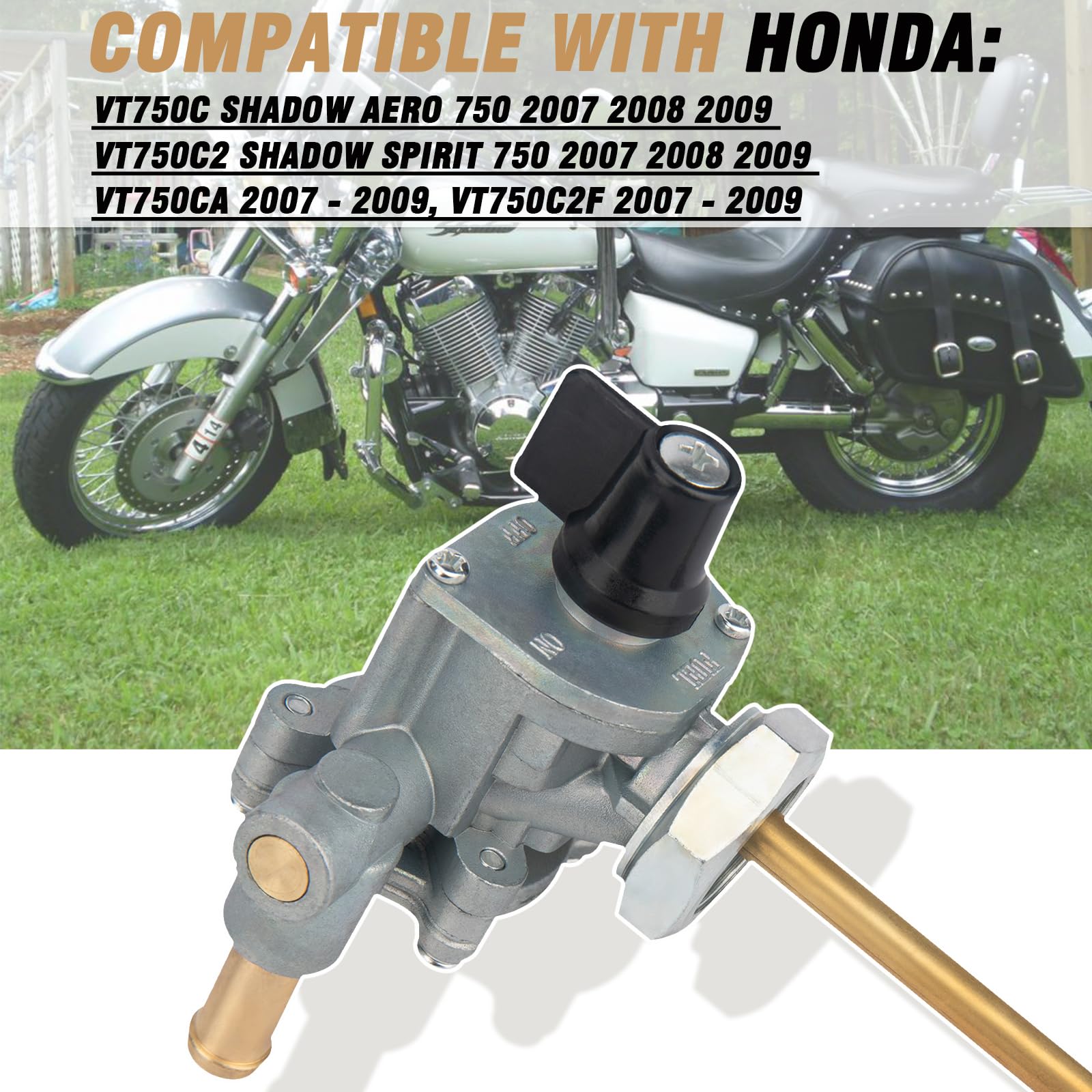 VT750C Fuel Petcock Valve Gas Tank Switch for Honda Shadow Aero VT750CA VT750C2 VT750C2F 2007-2009 replace 16950-MEG-023 by TOPEMAI