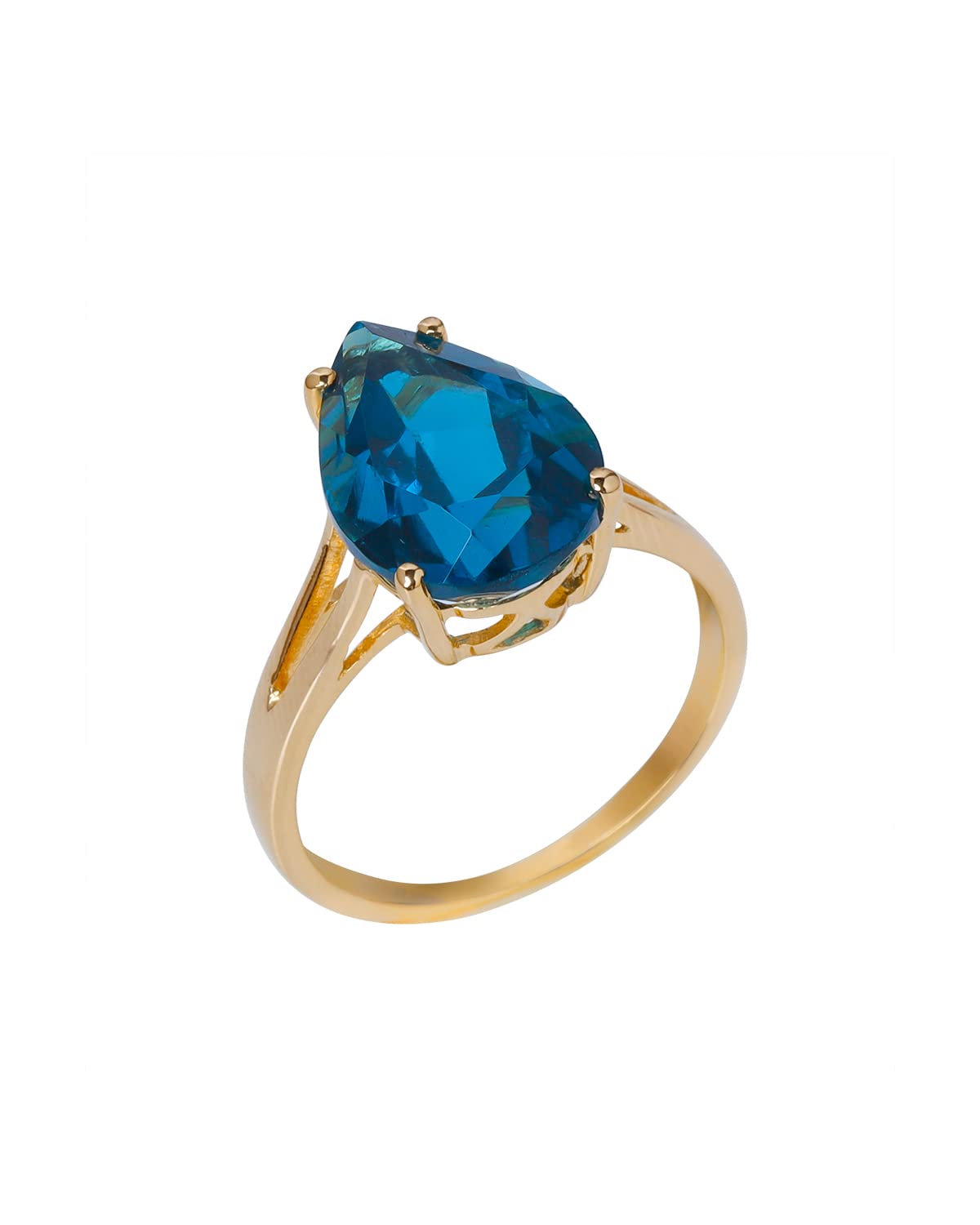 YoTreasure 13x9 MM London Blue Topaz 14k Gold Over 925 Sliver Ring(8)