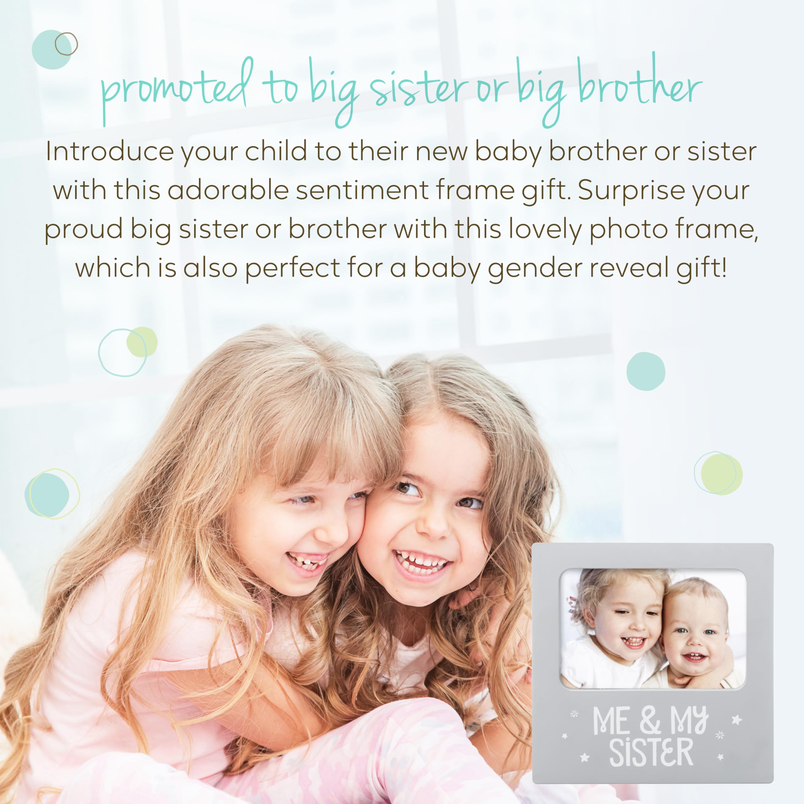 tiny ideas Me and My Sister Picture Frame, Baby Keepsake Frame, Sibling Gifts for Sisters, Brothers, Birthday, Shower, Baptism, Newborn Nursery Decor, 4x6 Photo Insert, Grey