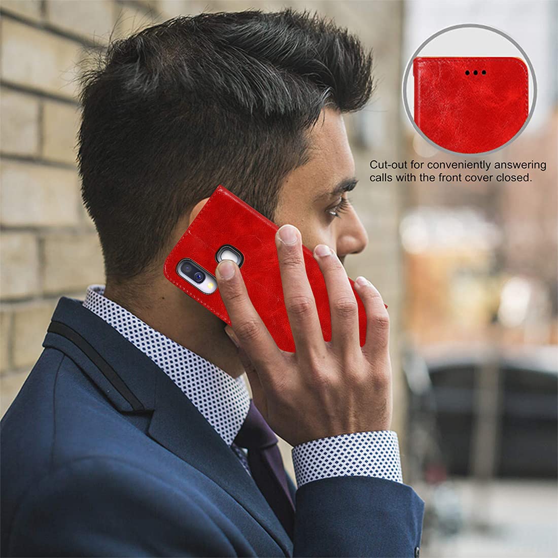 Zoeirc Case for Galaxy A40 Case, Samsung A40 Wallet Case, PU Leather Wallet Flip Phone Case Cover with Card Slots for Samsung Galaxy A40 (red)