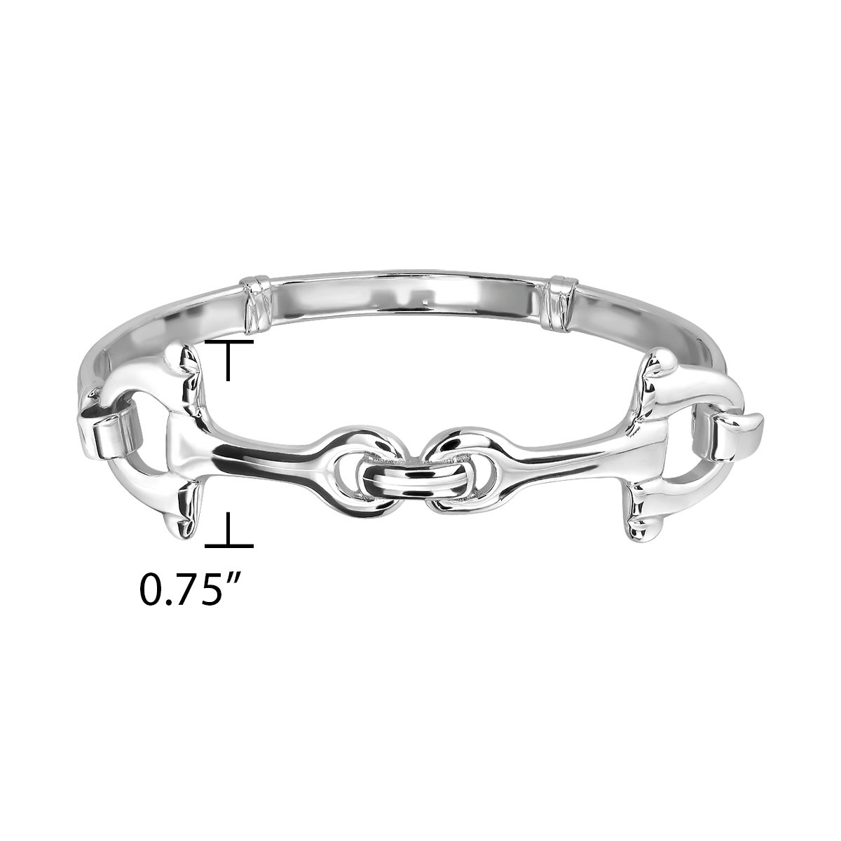 WithLoveSilver 925 Sterling Silver Double Horse bit Equestrian Bangle Bracelet