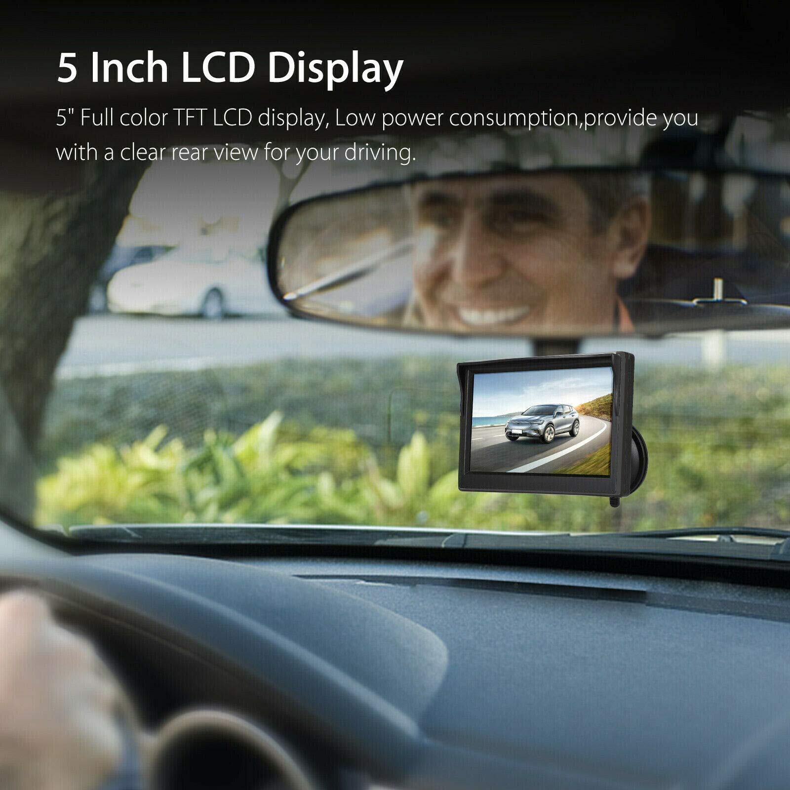 Wireless Reversing Parking Camera,5" TFT-LCD HD WiFi Backup Camera,IP68 Waterproof 360° Rear View Monitor